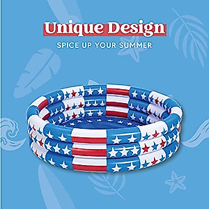 2 Pack 45" X 10" Inflatable Kiddie Pool, Star American Flag Swimming Pool for Kids Toddler Seasonal Merriment, Indoor&Outdoor Water Pool Baby Pool Pit Baby Swimming Pool