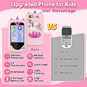 Kids Smart Phone for Girls Gifts for Girls Age 6-8 Kids Phone with Camera Games Music Torch Habit Alarm Stories Learning Girls Toys for 3 4 5 6 7 8 Year Old Birthday Gift Ideas with 8G SD Card