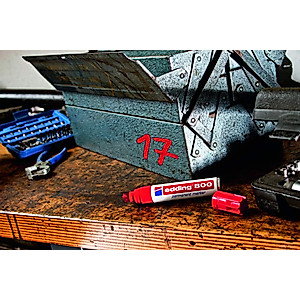 edding 800 permanent marker - red - 1 pen - chisel nib 4-12 mm - for bold markings - waterproof, quick-drying, smear-proof pens - for cardboard, plastic, wood, metal, glass and fabric