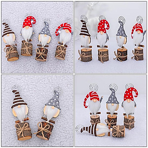 FOMIYES Christmas Decor 6pcs Christmas Gnomes Photo Holders, Christmas Table Number Place Holders, Wooden Base Name Cards Stands, Notepads Stand for Christmas Party Favors Wood Decor