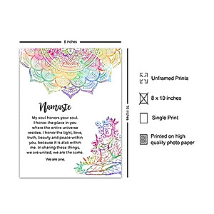 Buddhist Buddhism Art - Zen Namaste Wall Decor - 8x10 Poster Print for Yoga Room, Spa Decoration - Spiritual New Age Meditation Gift for Women - Buddha Statue, Mandala, Lotus Flower - Unframed