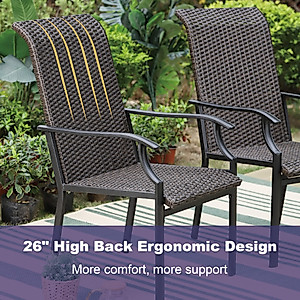 MIXPATIO Outdoor Patio Dining Set, 7 Pcs Patio Furniture Dining Table Chair Set, 6 Rattan Chairs and 1 Metal Dining Table(1.9" Umbrella Hole), for Lawn, Garden, Yards, Poolside