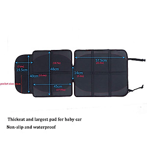 J&C Car Seat Protector 2pcs, 600D Car Seat Protector for Child & Infant Heavy Duty with Non-Slip Spots Universal Fit