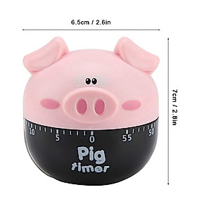 Cute Cartoon Pig Kitchen Timer,Mechanical Timers Counters,for Cooking Timing Tool Alarm Clock,Portable Alarm Clock Kitchen Cooking Tool(Pink)