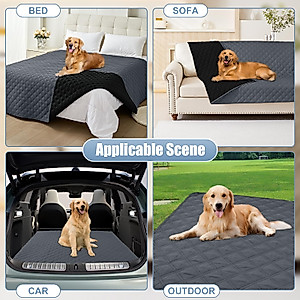 Smiry Waterproof Dog Blanket, Reversible Dog Bed Cover Pet Blanket, Soft Couch Cover for Dogs Washable, Bed Couch Sofa Furniture Protector for Puppy Cat Kids (52"x82", Dark Grey/Black)