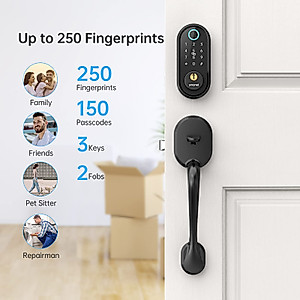 Smart Lock, SMONET Fingerprint Door Lock Smart Deadbolt Keyless Entry - Electronic Digital Keypad with Biometric Fingerprint, Smartphone App Auto Lock Bluetooth Keys Fobs Smartlock for Alexa, Home