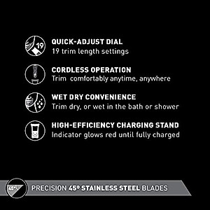 Panasonic Cordless Men's Beard Trimmer With Precision Dial, Adjustable 19 Length Setting, Rechargeable Battery, Washable - ER-GB40-S (Blue)