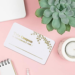 50 Blank Coupon Cards - for Him, Her, Husband, Wife, Mom, Dad, Mother’s Day Gift Certificates Vouchers Loyalty Cards Employee Appreciation Gifts - Great for Spas, Restaurants, Hair Salons (3.5”x2”)
