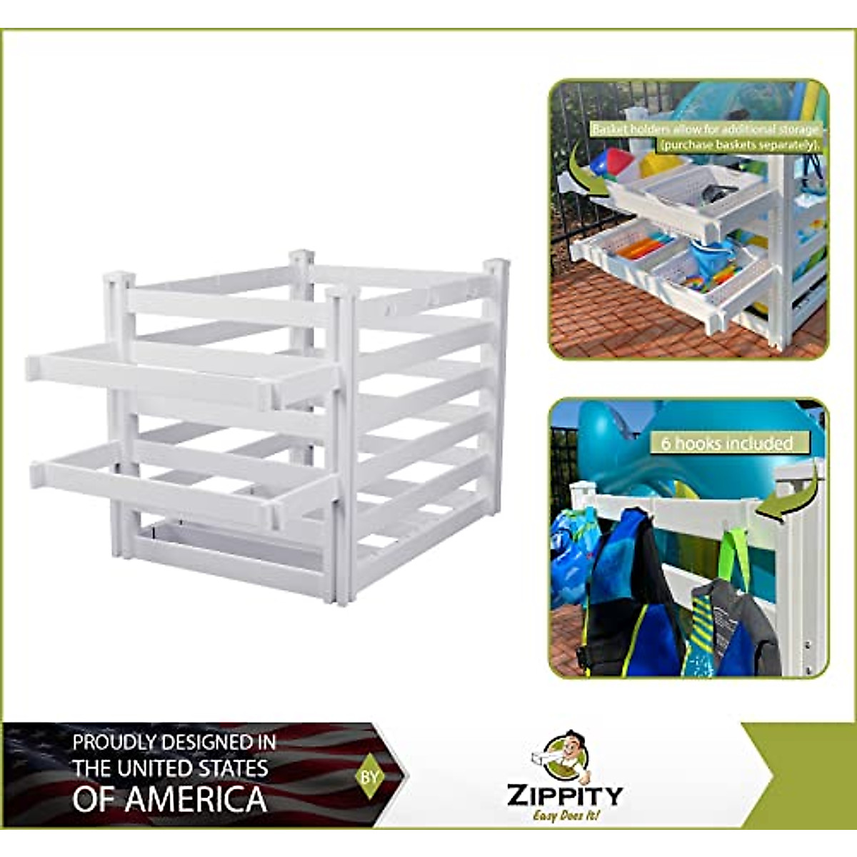 Zippity Outdoor Products ZP19061 36" W x 64" L x 38" H Zippity Poolside Deckbox Storage Organizer