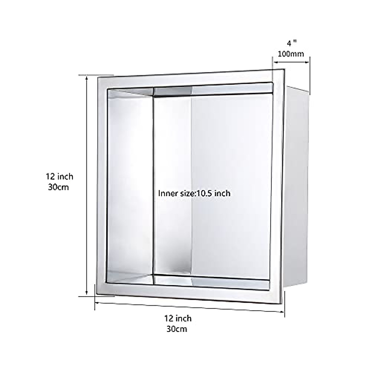 12“ X 12” DecoMust Stainless Steel Shower Niche Shelf Easy to Install, Perfect for Shampoo and Soap Storage