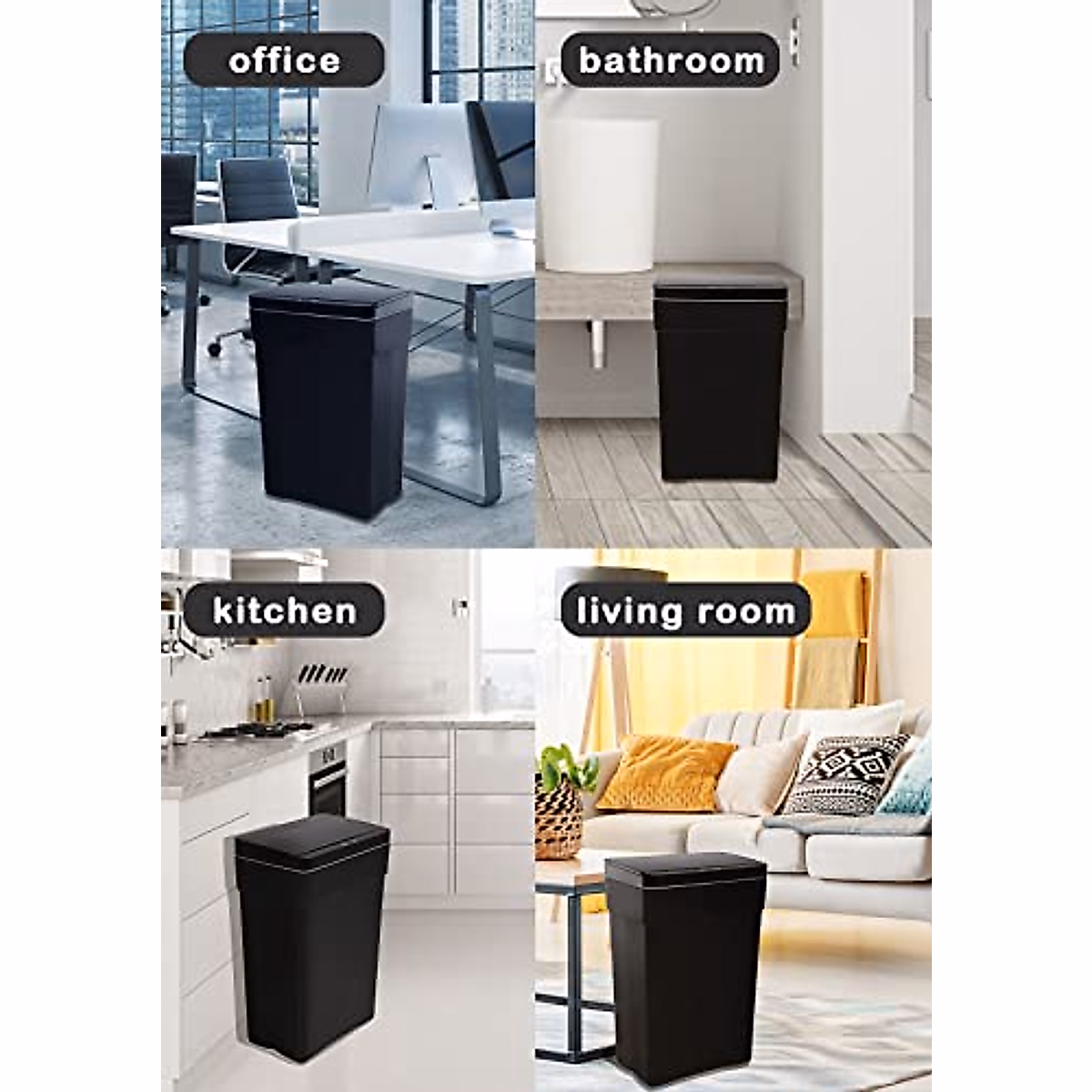 Automatic Trash Can 13 Gallon, Kitchen Garbage Can, Motion Sensor Trash Can with Lid, Electric Touchless Trash Bin 50 Liter, Tall Smart Garbage Bin, Auto Trashcans for Kitchen Bathroom Bedroom Office