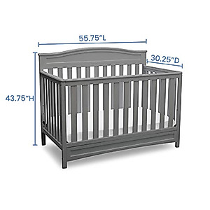 Delta Children Emery 4-in-1 Crib, Grey with Twinkle Stars Crib & Toddler Mattress