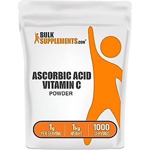 BulkSupplements.com Ascorbic Acid Powder - Vitamin C Supplement, Ascorbic Acid Food Grade - Powdered Vitamin C, Immune Support - Gluten Free, 1g per Serving, 1kg (2.2 lbs) (Pack of 1)