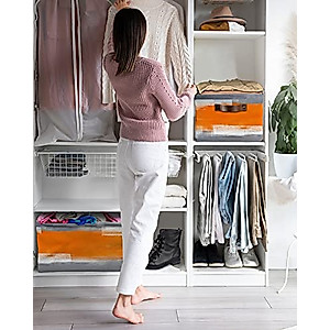 Orange Grey Storage Bins 1 Pack, Large Waterproof Storage Baskets for Shelves Closet, Modern Oil Painting Ombre Abstract Aesthetics Storage Basket Foldable Storage Box Cube Organizer with Handles