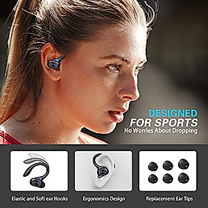 Bluetooth Headphones Wireless Earbuds with Wireless Charging Case Digital LED Display 48hrs Playtime Deep Bass Sport Earphones with Over Earhooks Built in Mic Sweatproof in Ear Headset for Gym