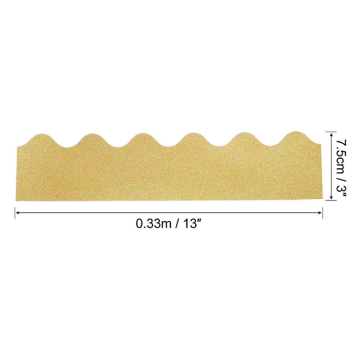 PATIKIL 3" x 13" Bulletin Board Border, 60 Pack Scalloped Trim Strips Wall Decor for Locker Classroom Cork Poster Black Board White Chalkboard, Shine Gold