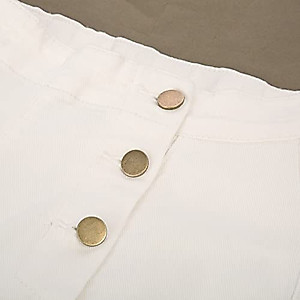 Belle Poque Women Denim Pants White Wide Leg Stretch High Waisted Dressy Pants Trousers with Pockets White Size 12 Size 14