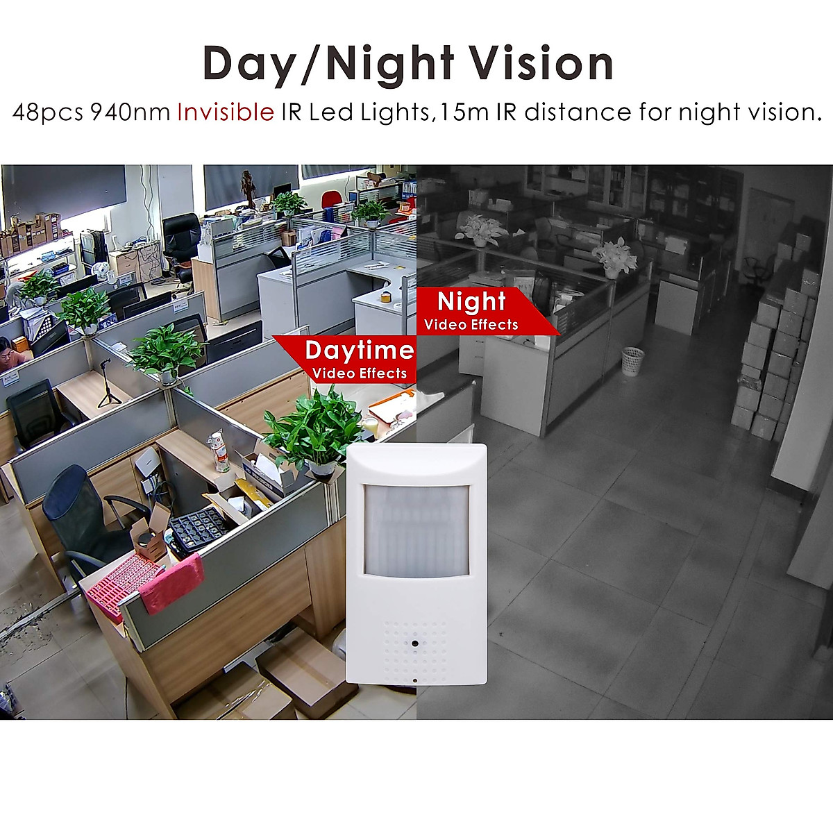 Inwerang 5MP POE IP Security Hidden Spy Camera, 3.7mm Wide Angle Pinhole Lens, Indoor PIR Housing Spy Camera,940nm Invisible IR LEDs, 10m Night Vision(Plug&Play with Multiple Third-Party PoE NVR)