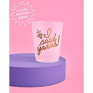 xo, Fetti Bachelorette Party Decorations She Said Yaaas! Reusable Cups - 16 Frost Flex Cups | Gold Bridal Shower Gift, Bridesmaid Favors, I Said Yaas