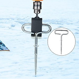 Hotop Ice Anchor Fishing Tent Stakes, Ice Fishing Shelter Anchor Ice Shanty Anchor Outdoor Camping Tent Threaded Tent Peg 235 Carbon Steel Accessories for Ice Fishing Winter Fishing Tent (4 Pieces)