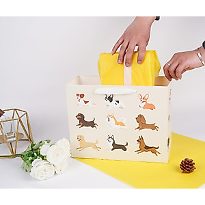 ysmile Dog Gift Bag with Wrapping Tissue for Men Women 12.6"