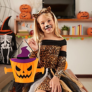 FUSHENMU Halloween Trick or Treat Bags Bat Candy Bucket Reusable Canvas Bag for Halloween Bucket Large, White