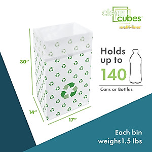 Clean Cubes 30 Gallon Multi-Liner Disposable Trash Cans (3-Pack). Reusable Garbage and Recycling Bins for Parties, Events, and More (Recycle Pattern - 30” Height x 17” Width x 14” Depth) (Recycle)
