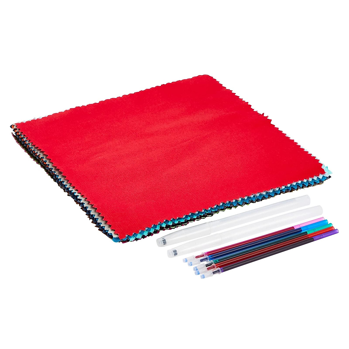 25 Piece Kit Embroidery Cloth Fabric Squares in 20 Colors with 5 Water Soluble Pens for DIY Crafts (8 x 8 in)