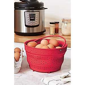 Fox Run Collapsible Silicone Steamer Basket Insert for Instant Pot, 6-Quart, Red