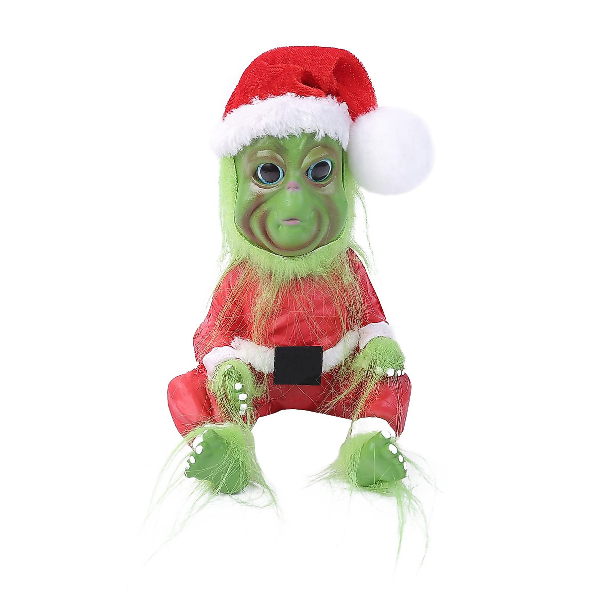 TRURENDI Christmas Plush Toy Green Furry Ghost Doll Cartoon Latex Ugly Doll Decorative Toys for Girls Boys, 7.87Inches (Red Black, 20cm)