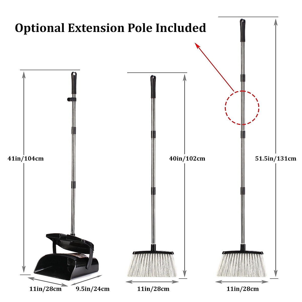 Broom and Dustpan Set for Home with Lid Indoor Upright Dustpan and Broom Combo Dust Pan with Long Handle Standing Sweeper Angle Broom Sweeping Room Office Garden Kitchen Floor Kids Pet Hair