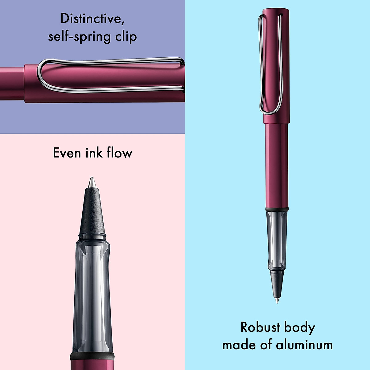 Lamy AL-star black purple - Rollerball Pen pen with transparent, ergonomic grip & line width M - lightweight aluminum body - including rollerball refill M 63 in black