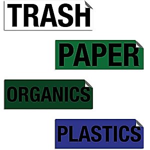 Extra Large 12 Inch Trash Recycle Labels by Citadel Black - 8 Pack of Large Stickers, UV and Weather Resistant, Huge Stickers Mean Easy Visibility