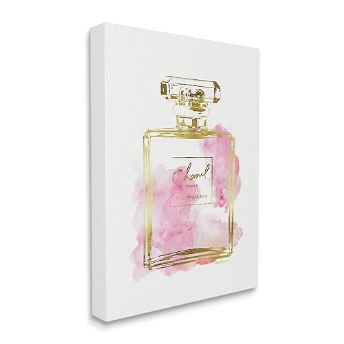 Stupell Industries Glam Perfume Bottle Gold Pink Oversized Stretched Canvas Wall Art, Proudly Made in USA for Living Room