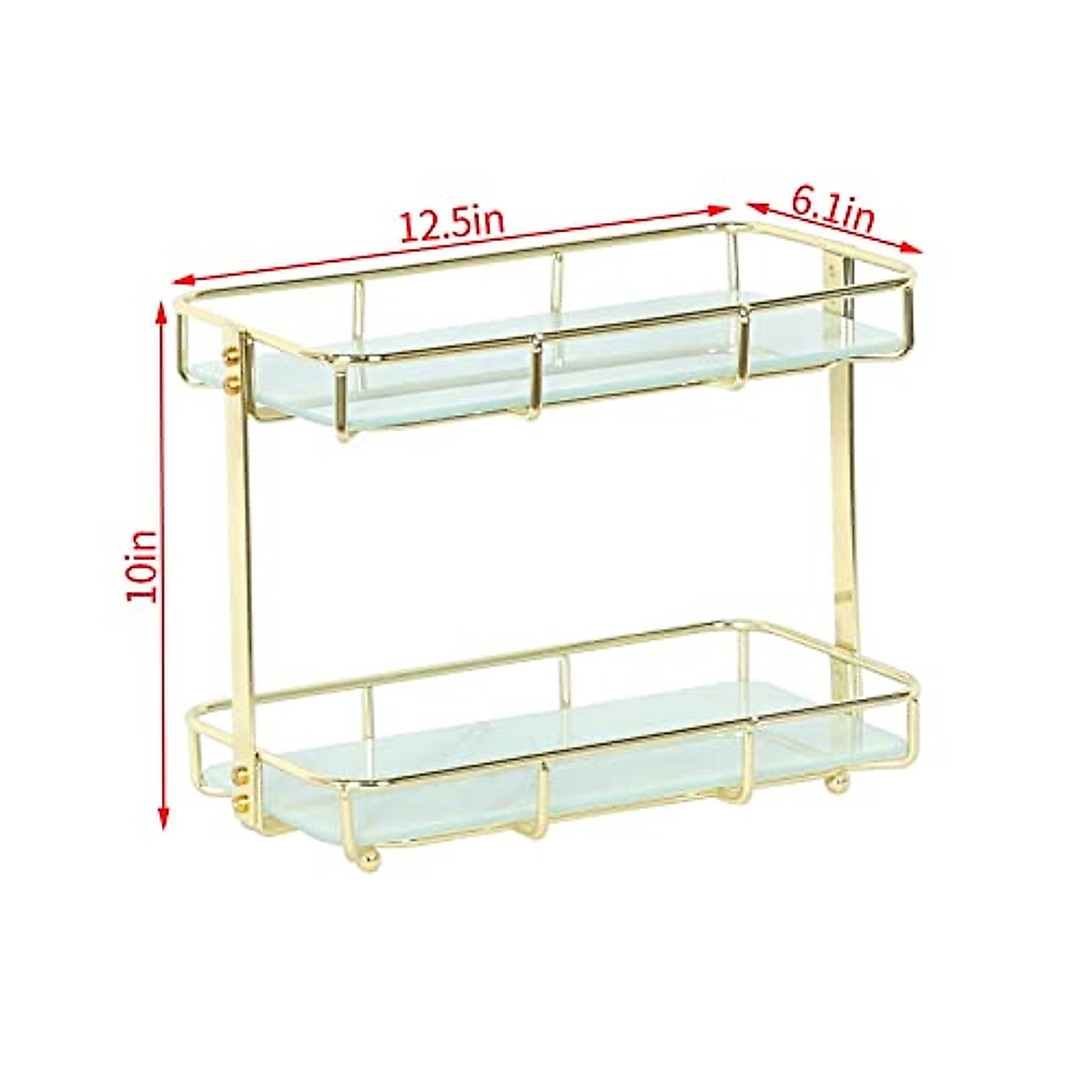 X-cosrack 2-Tier Bathroom Organizer Countertop, Bathroom Countertop Storage Shelf with Removable Marble Glass Tray, Vanity Tray Cosmetic Organizer Holder White
