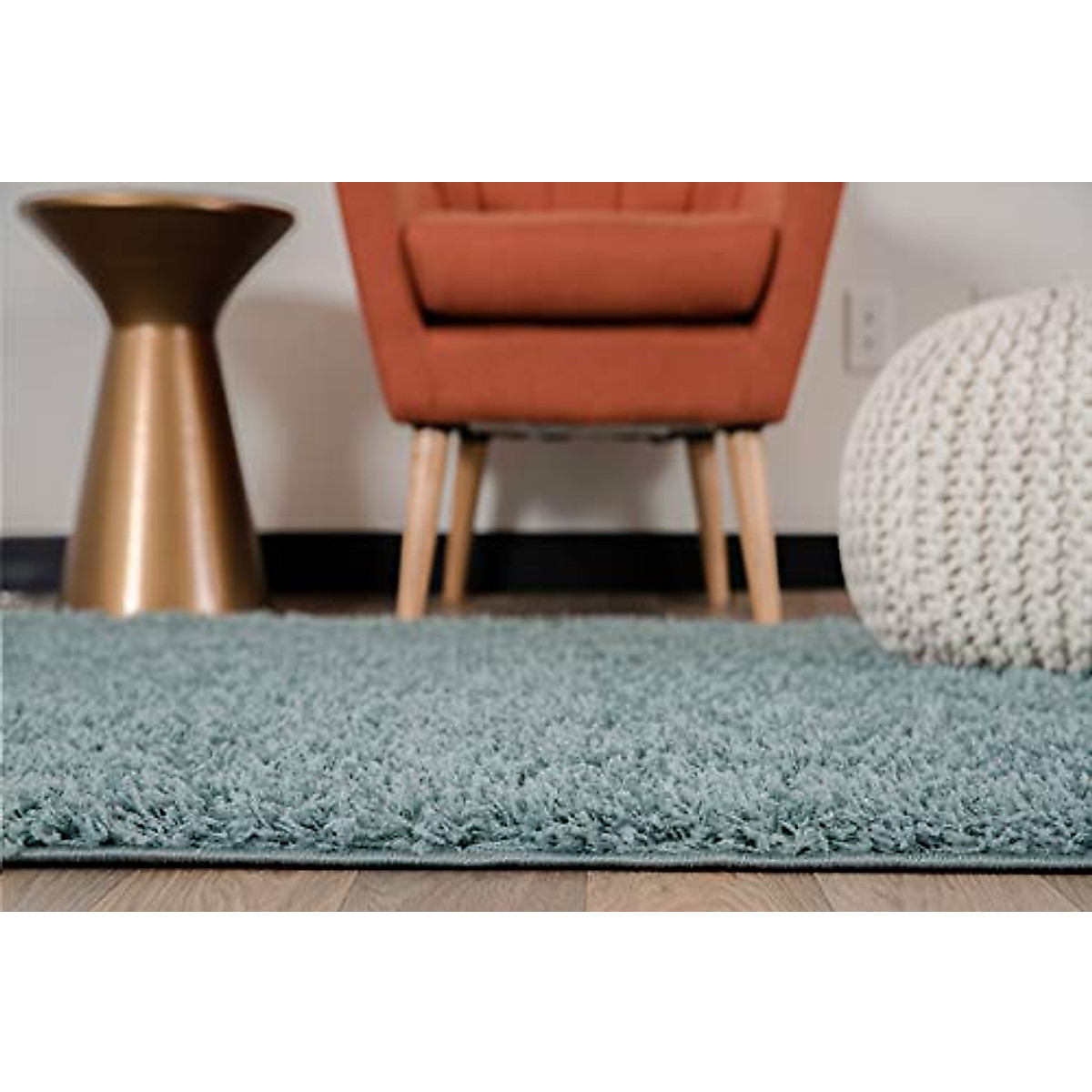 Rugshop Solid Cozy Plush Shag Area Rug 5' x 7' Blue