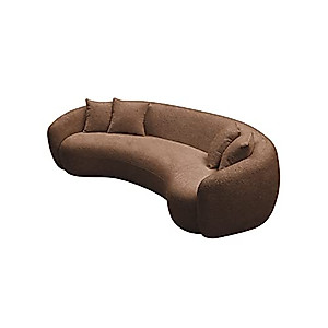 ERYE 102" 5 Seats Teddy Fleece Boucle Curved Sofa, Modern Half Moon Comfy Sectional Leisure Couch, Beautiful Freestanding Sofa&Couch for Living Room, Professionally Perfect Shape More Decorative