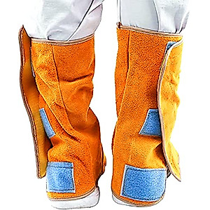 1 Pair of Leather Welding Insoles, Fire Resistant Welding Boots and Shoe Covers, Heat and Wear Welders Work Protection Foot Covers, Welding Safety Shoe Protectors, Welding Leggings