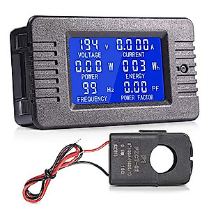 MICTUNING AC LCD Display Digital Multimeter Ammeter Voltmeter 80-260V 0-100A Current Voltage Power Energy Frequency Power Factor Meter with Split Core Current Transformer