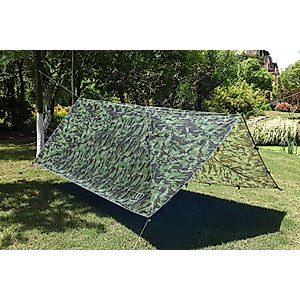 Gold Armour Rainfly Tarp Hammock, Premium 14.7ft/12ft/10ft/8ft Rain Fly Cover, Waterproof Ultralight Camping Shelter Canopy, Survival Equipment Gear Camping Tent Accessories (Camouflage 14.7ft x 12ft)