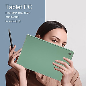 FOLOSAFENAR Tablet PC, 100‑240V 8GB 256GB 10.1 Inch 2 in 1 Tablet 5G WiFi Fast Charging Night Reading Mode for Entertainment for Android 12 (US Plug)