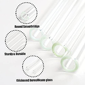 Reusable Glass Straws, Replacement Straws Compatible with 40 oz Stanley Tumbler, 4 pack Wide Straws with Cleaning Brush for Smoothies, Long Straws for Stanley Cup Accesspries, Dishwasher Safe