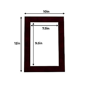 10x12 Mat for 8x10 Photo - Precut Dark Red Suede Picture Matboard for Frames Measuring 10 x 12 Inches - Bevel Cut Matte to Display Art Measuring 8 x 10 Inches - Acid Free ONE MAT