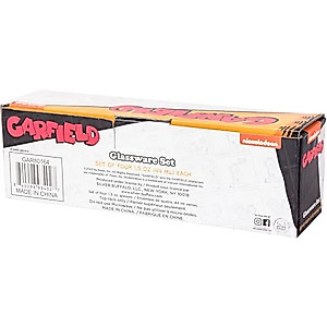 Silver Buffalo Garfield Poses 4 Pack Mini Glass Set Featuring Garfield and Odie, 1.5 Ounces