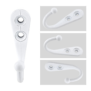 Hitefu 15PCS White Wall Mounted Coat Hooks, Heavy Duty Metal Single Prong Robe Hook, Rustproof Wall Hanger Hooks for Towel Hat Bag on Livingroom, Bathroom, Kitchen