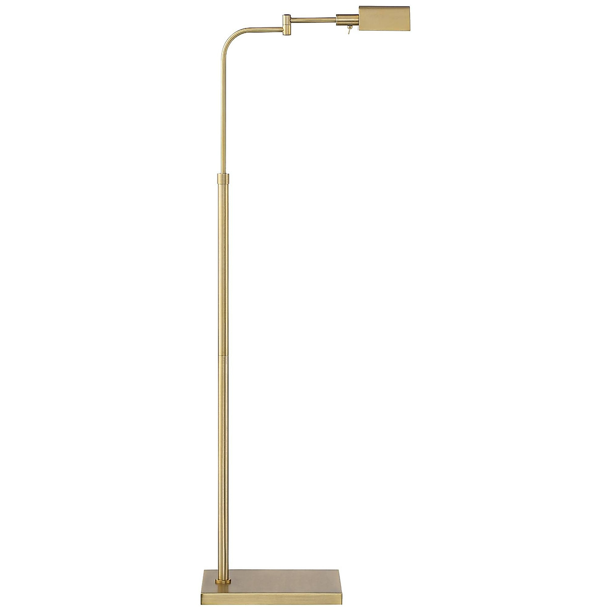 Possini Euro Design Keegan Traditional Swing Arm Pharmacy Floor Lamp 54 1/4" Tall Warm Gold Adjustable Metal Shade Decor for Living Room Reading House Bedroom Home Office House
