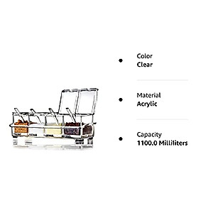 Clear Seasoning Rack Spice Pots by AIQI - 4 Piece Acrylic Seasoning Box - Storage Container Condiment Jars - Cruet with Cover and Spoon