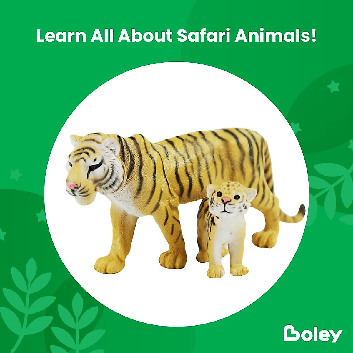 Boley Jungle Safari Animal Set - 12-Piece Detailed Wildlife Figures for Educational Play - Durable Kids Toys Including Elephants, Giraffe, Lion, Tiger, Zebra - Ideal for Party Favors & Classroom