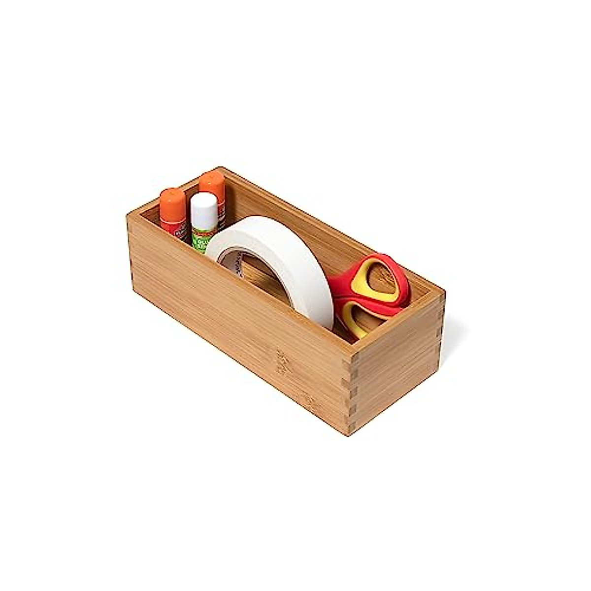 Lipper International Bamboo Wood Utensil Holder Storage Box for Cooking Tools, Makeup, or Office Supplies, 4" x 9 1/4" x 3"