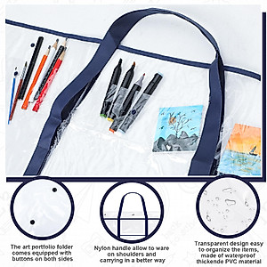 Windyun 2 Pcs Large Poster Storage Bag 48 x 36 Inches 31.5 x 25.5 Inches Bulletin Board Holder Classroom Organization and Storage Poster Storage Container Art Portfolio Case(Blue)